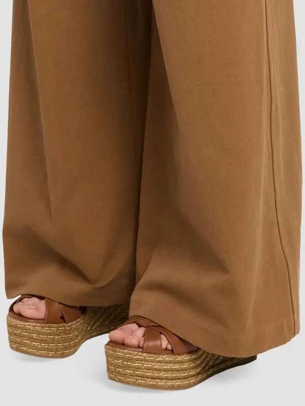 JIMMY CHOO Korra 100mm Leather Espadrille Wedge Sandals - Tan
