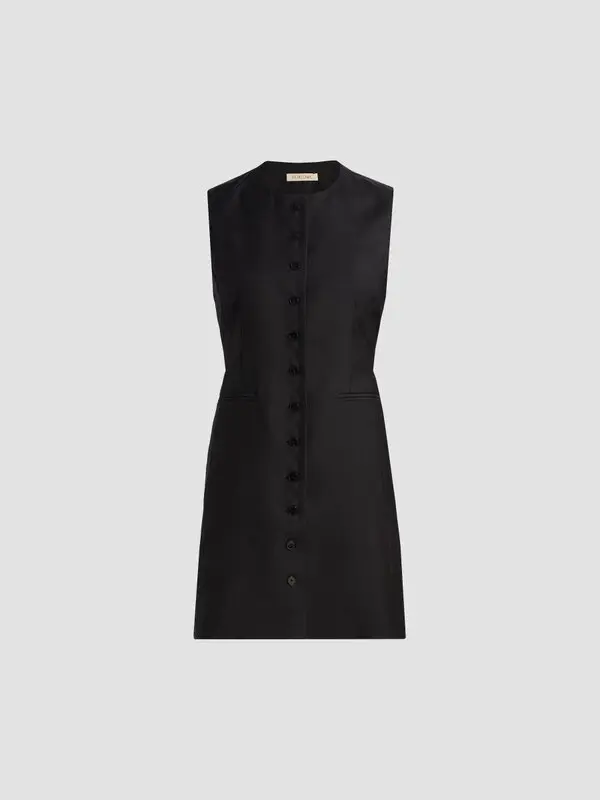 HEIRLOME Danielle Wool-blend Button-front Minidress - Black