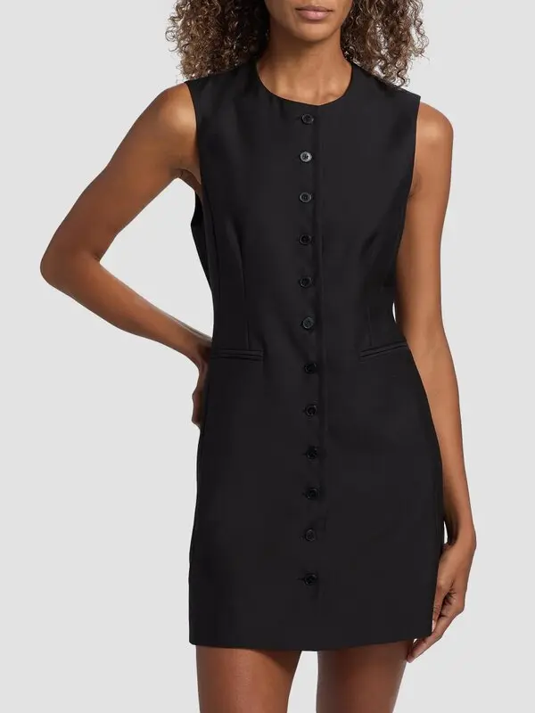 HEIRLOME Danielle Wool-blend Button-front Minidress