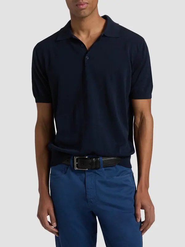 Canali Knit Cotton Polo Shirt