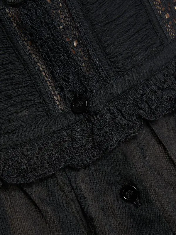 DÔEN Fidella Lace Cotton Top - Black