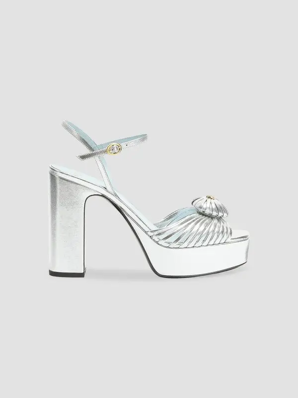 Valentino Garavani Coeur Royal 115mm Platform Sandals In Laminated Nappa