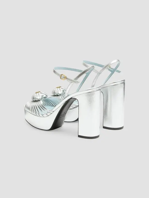 Valentino Garavani Coeur Royal 115mm Platform Sandals In Laminated Nappa