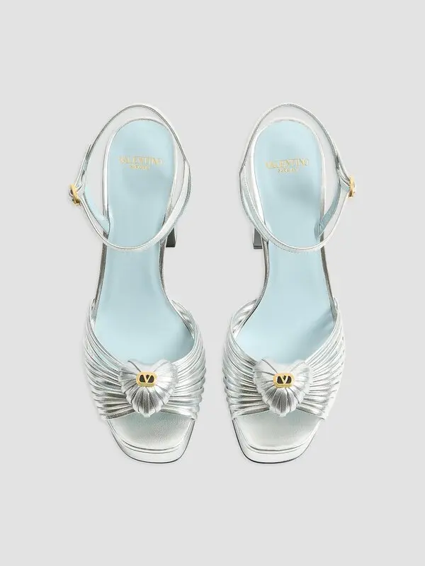Valentino Garavani Coeur Royal 115mm Platform Sandals In Laminated Nappa