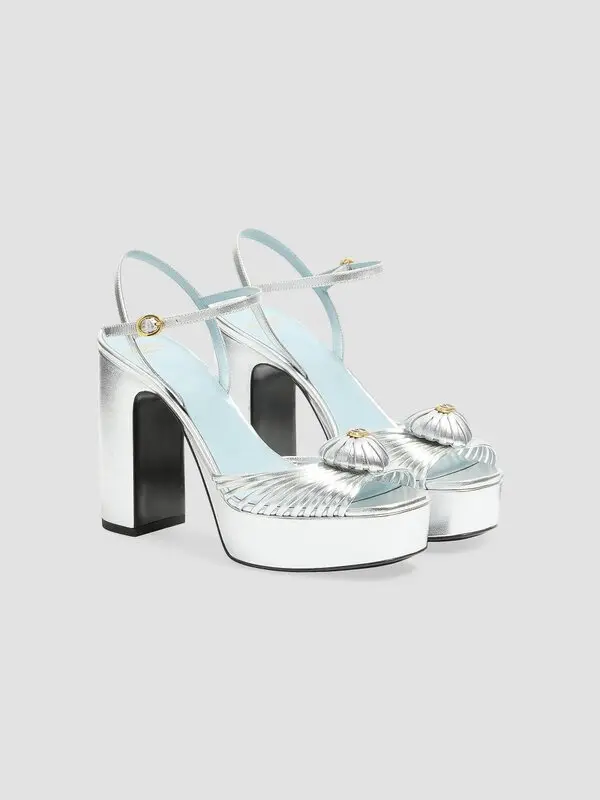 Valentino Garavani Coeur Royal 115mm Platform Sandals In Laminated Nappa