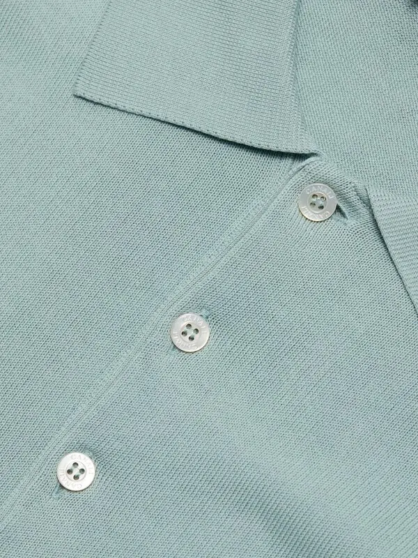 Canali Cotton Knit Polo Shirt - Teal