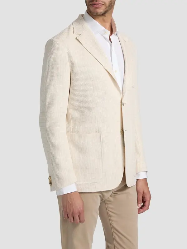 Canali Crochet Jersey Jacket - White