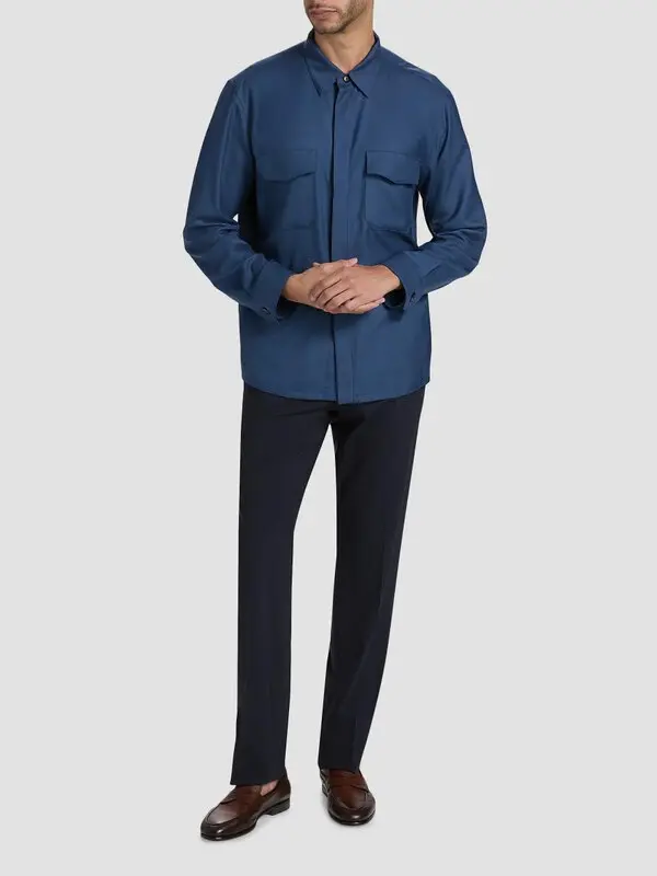 Canali Highluxury Wool-silk Overshirt