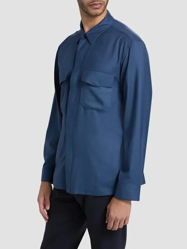Canali Highluxury Wool-silk Overshirt