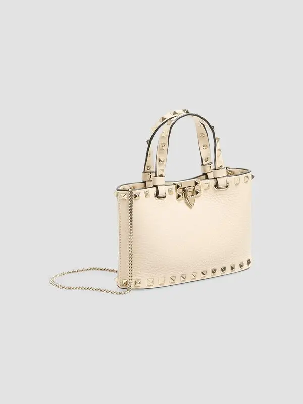 Valentino Garavani Rockstud Shopping Top Handle Bag In Grainy Calfskin