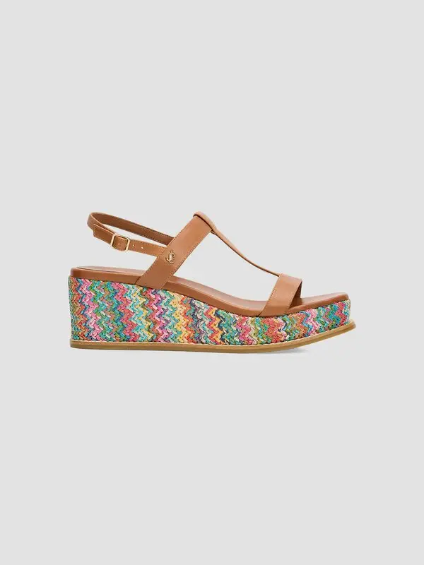 JIMMY CHOO Theia 60mm Chevron Raffia Wedge Sandals