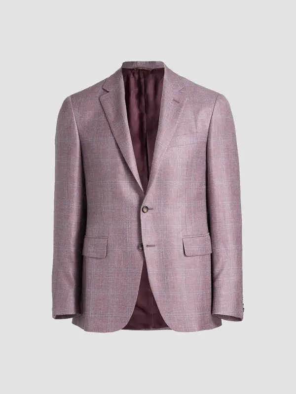 Canali Kei Windowpane Plaid Sport Coat - Brown