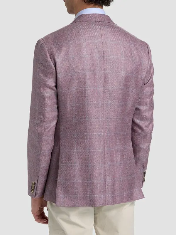 Canali Kei Windowpane Plaid Sport Coat - Brown