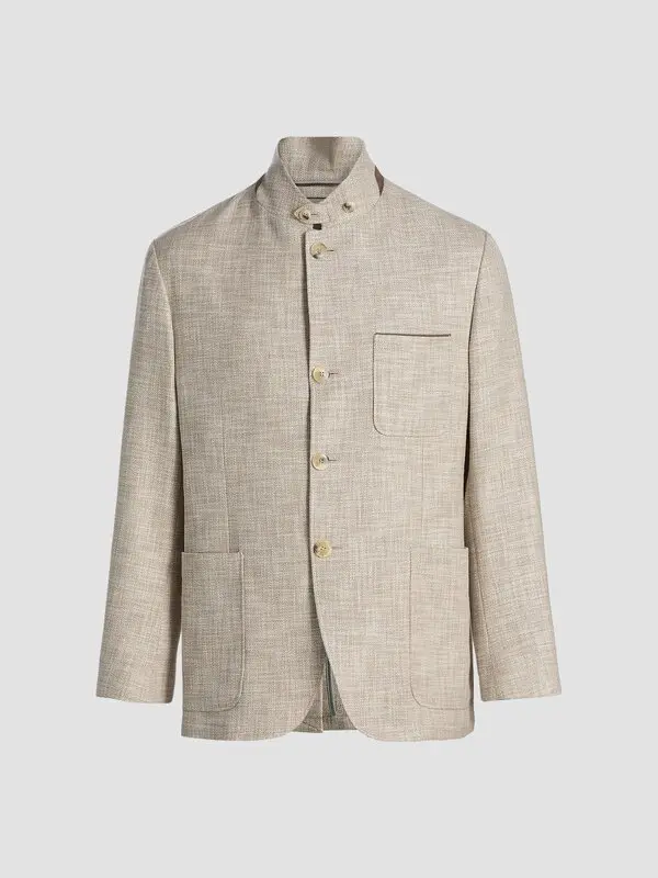 Canali Bruma Textured-weave Hybrid Patch Jacket