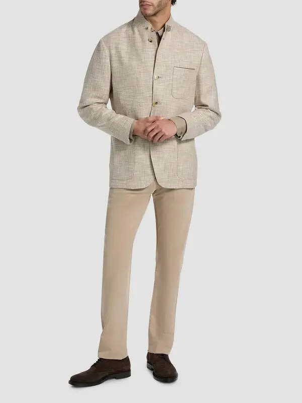 Canali Bruma Textured-weave Hybrid Patch Jacket