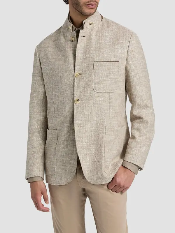 Canali Bruma Textured-weave Hybrid Patch Jacket