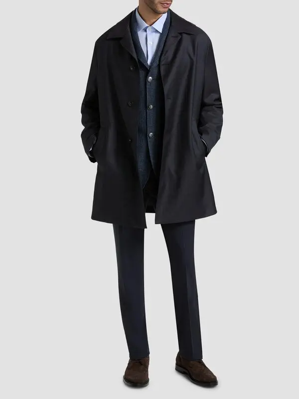 Canali Denim-effect Wool Raincoat