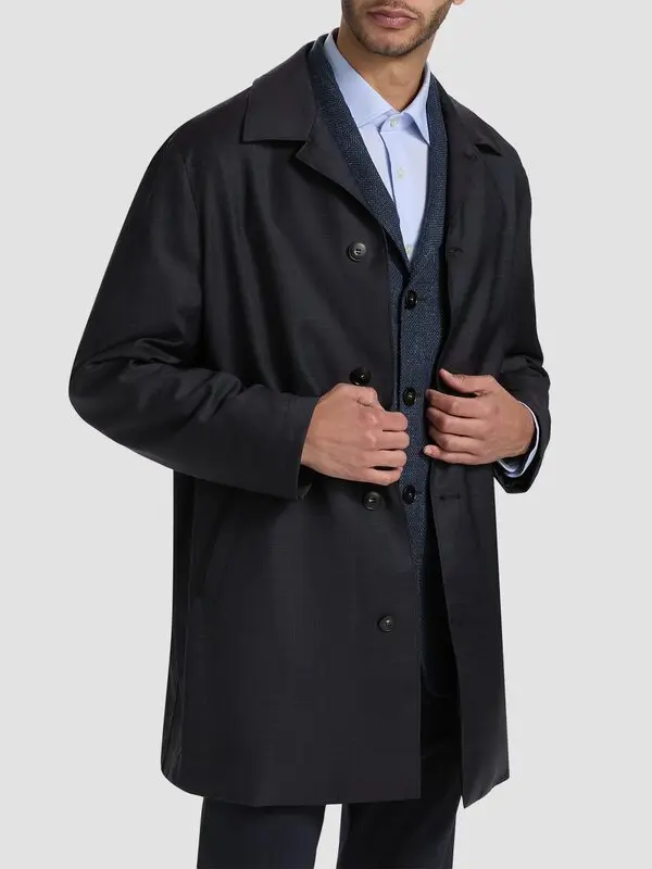 Canali Denim-effect Wool Raincoat