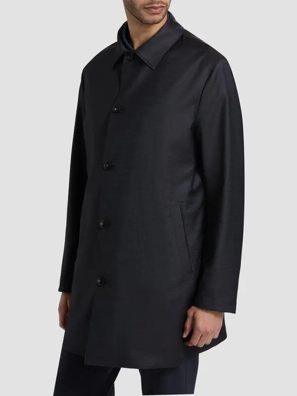 Canali Denim-effect Wool Raincoat