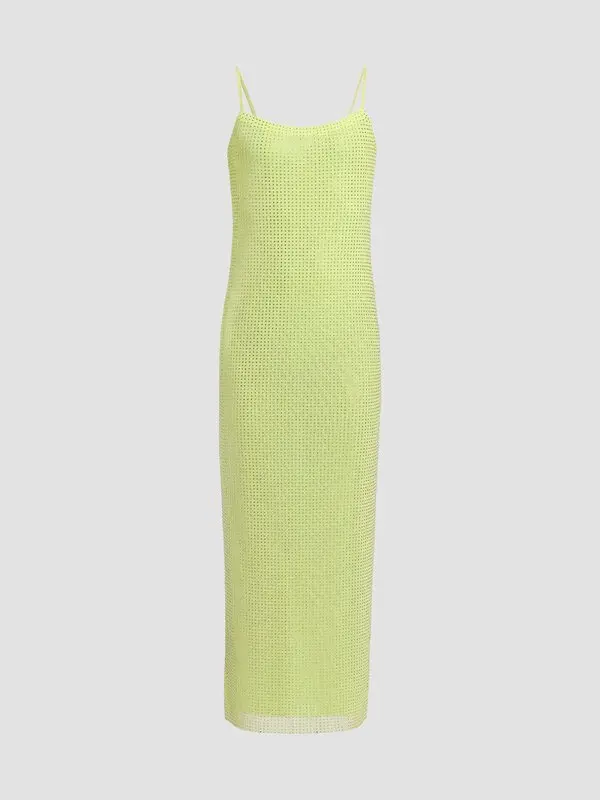 AREA Embellished Mesh Scoopneck Maxi Dress