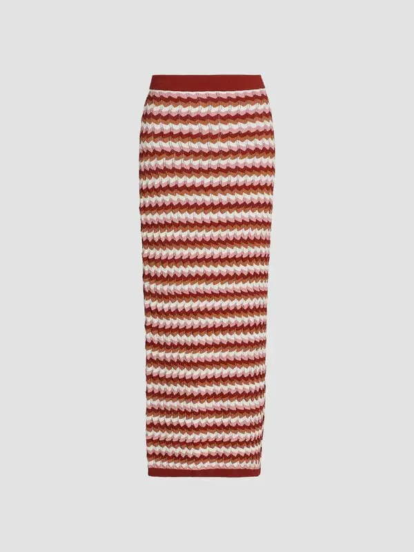 Ronny Kobo Drake Knit Midi-skirt - Rust Combo