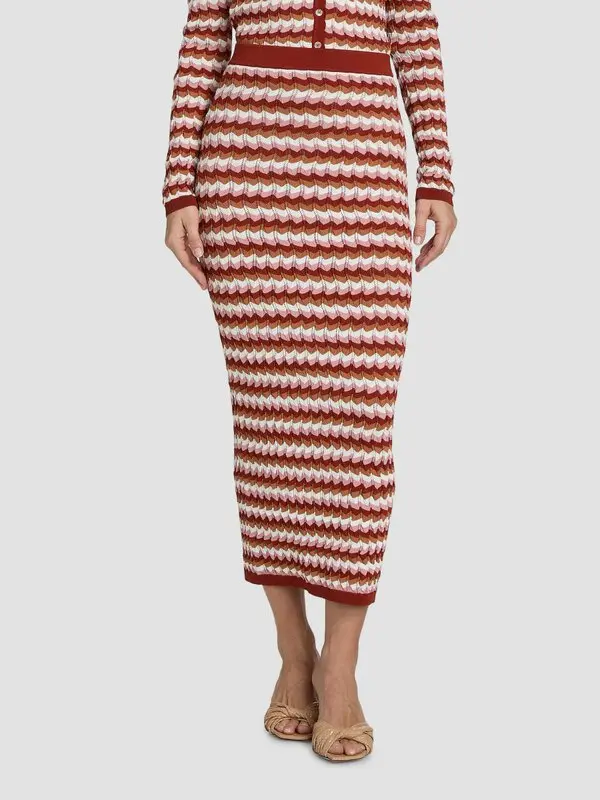 Ronny Kobo Drake Knit Midi-skirt - Rust Combo