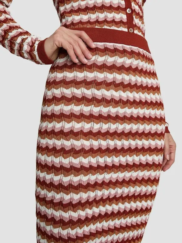 Ronny Kobo Drake Knit Midi-skirt - Rust Combo