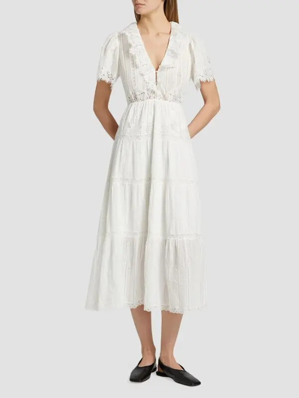 DÔEN Gabriella Lace Cotton Midi-dress