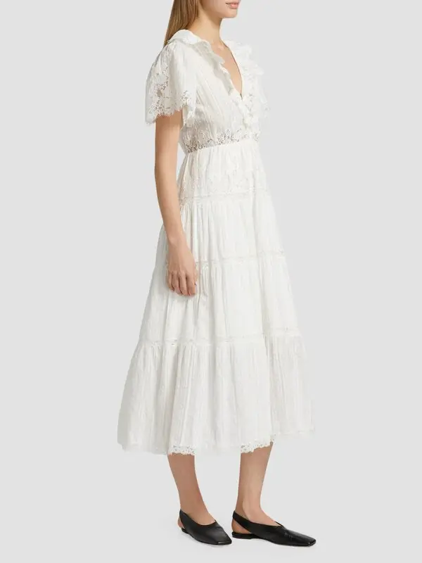 DÔEN Gabriella Lace Cotton Midi-dress