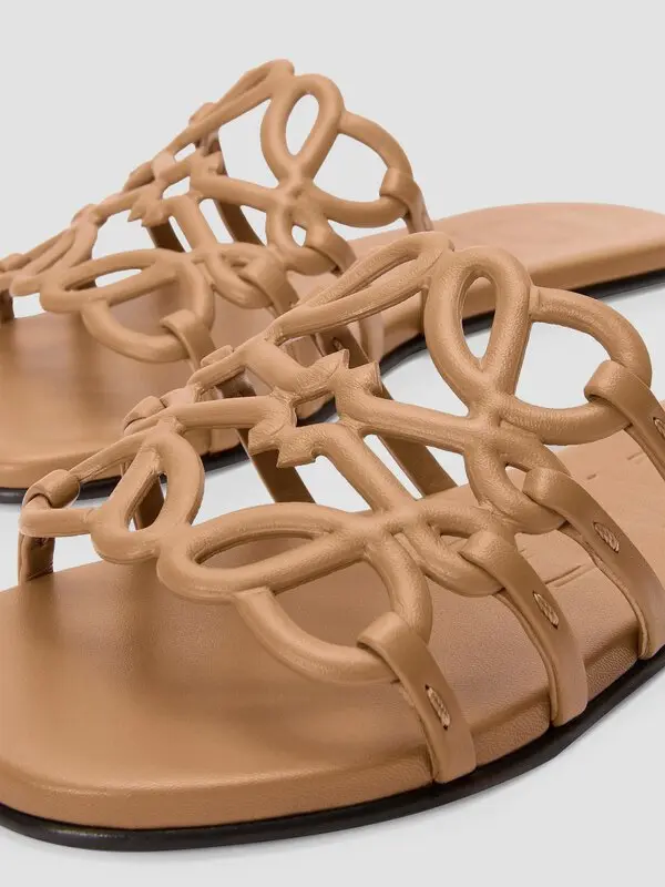 Loewe X Paula's Ibiza Petal Anagram Leather Slides - Camel