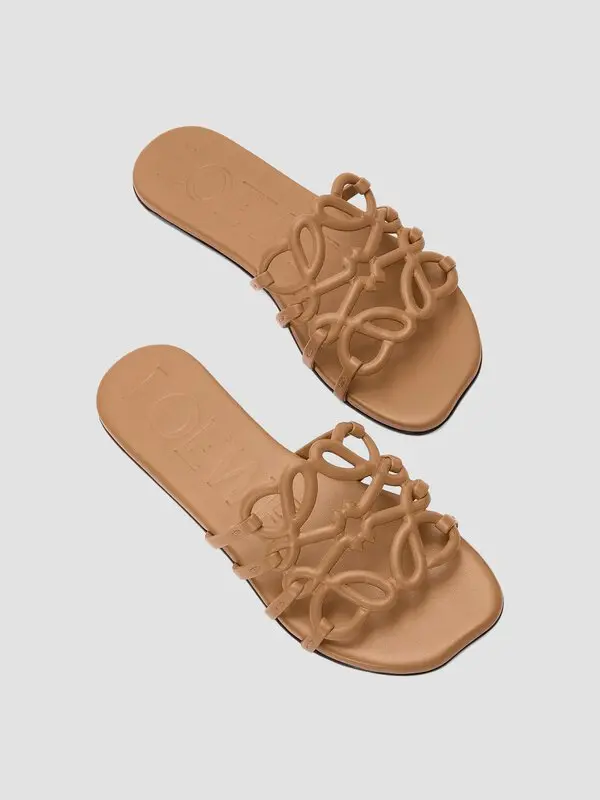 Loewe X Paula's Ibiza Petal Anagram Leather Slides - Camel