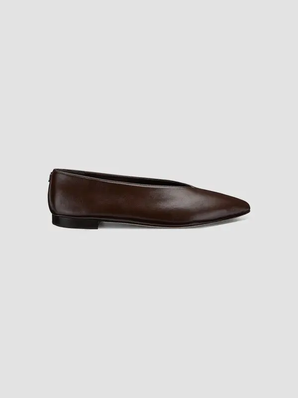 JIMMY CHOO Margot Shiny Leather Ballet Flats - Chocolate