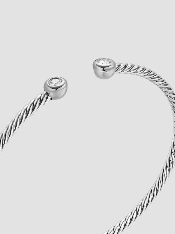 David Yurman Micro Cable Flex Round Bracelet In Sterling Silver