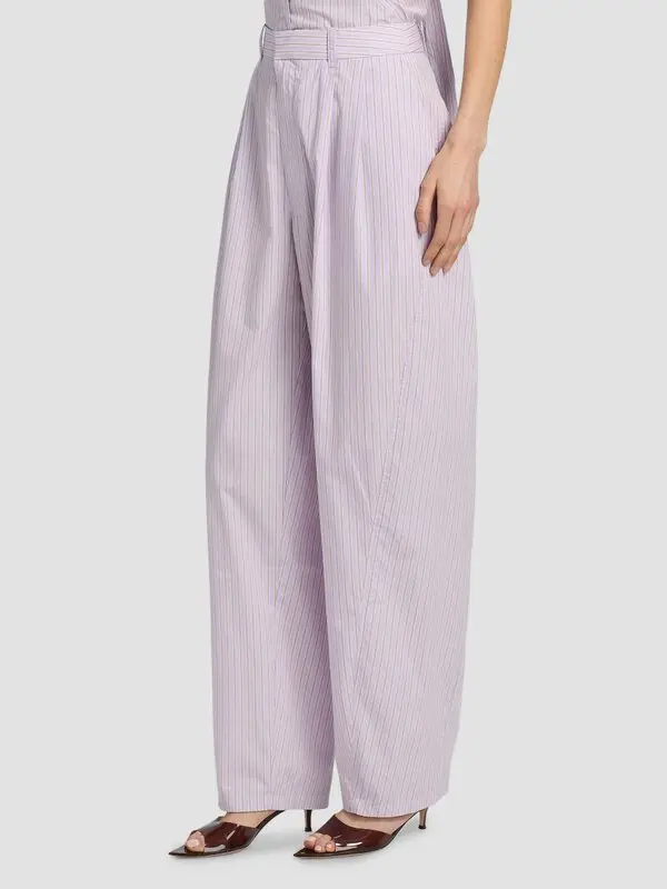 Ronny Kobo Davika Striped Cotton Tapered-leg Pants