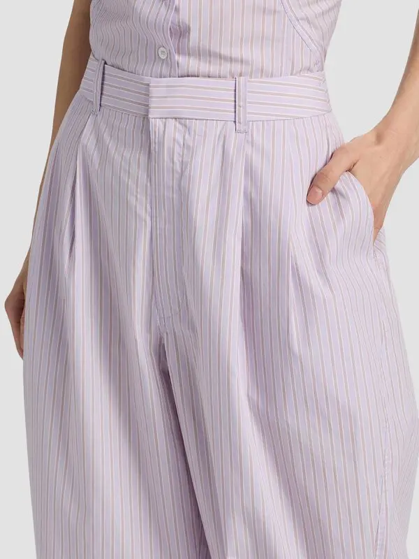 Ronny Kobo Davika Striped Cotton Tapered-leg Pants