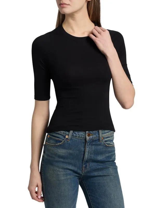 JAMIE HALLER The Rib Elbow-length Sleeve T-shirt