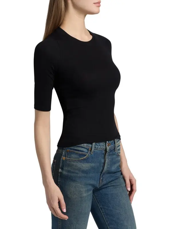 JAMIE HALLER The Rib Elbow-length Sleeve T-shirt