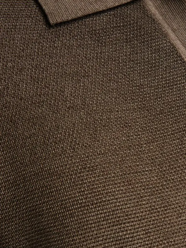 Canali Micro-stitch Wool-silk Johnny Collar Polo Shirt