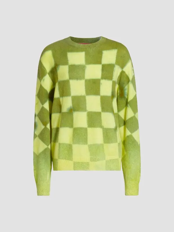 THE ELDER STATESMAN Chess Tranquility Cashmere Sweater - Green