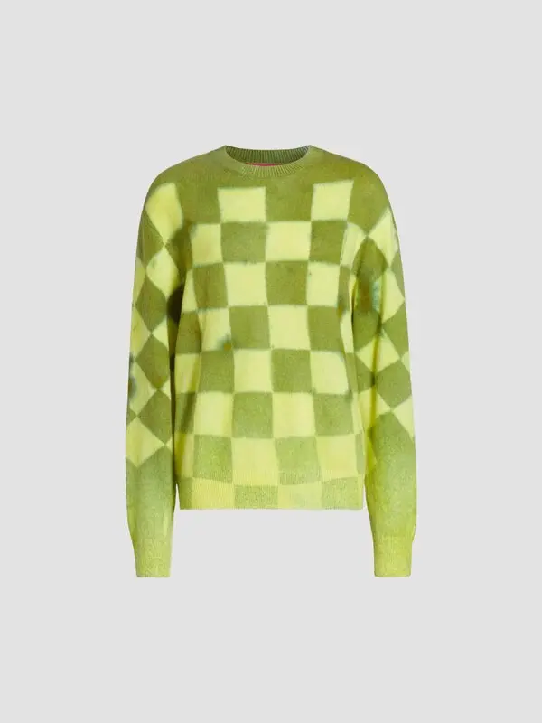 THE ELDER STATESMAN Chess Tranquility Cashmere Sweater - Green