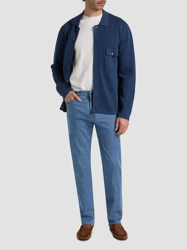 Canali Lightweight Stretch-cotton Jeans