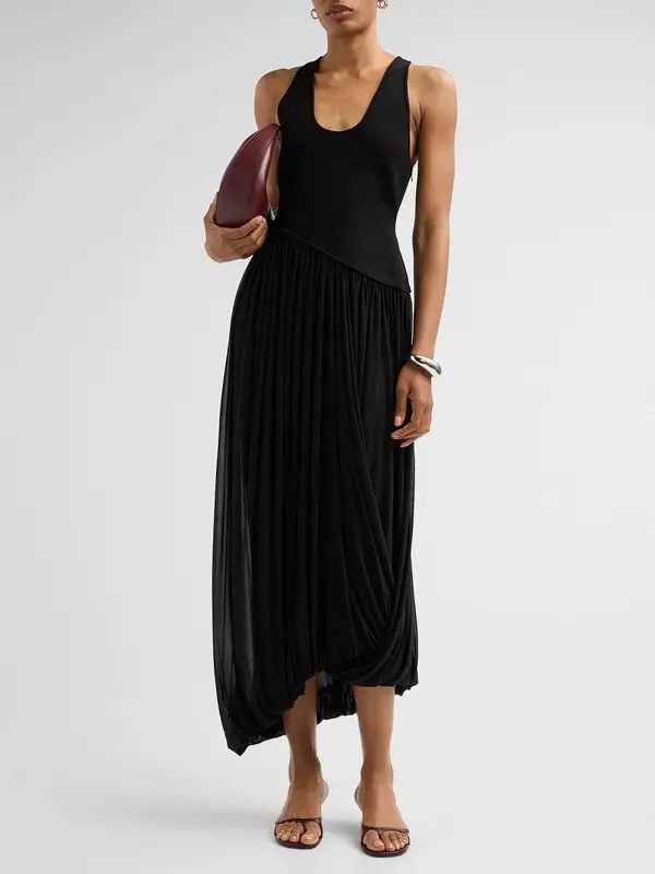 Ronny Kobo Meyer Asymmetric Midi Dress - Black