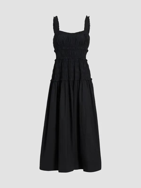 DÔEN Marianne Smocked Midi-dress - Black
