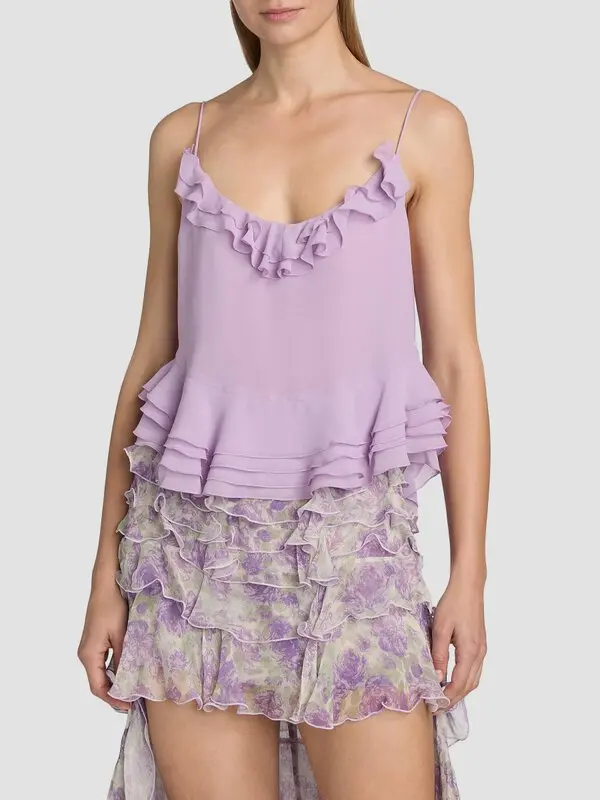 Ronny Kobo Meritta Ruffled Chiffon Top