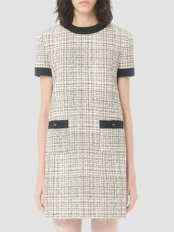 Valentino Garavani Short Dress In Square Tweed