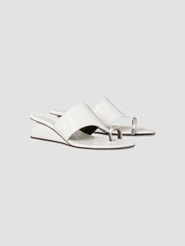 Tory Burch Pierced 45mm Leather Wedge Sandals - Cirrus Cloud