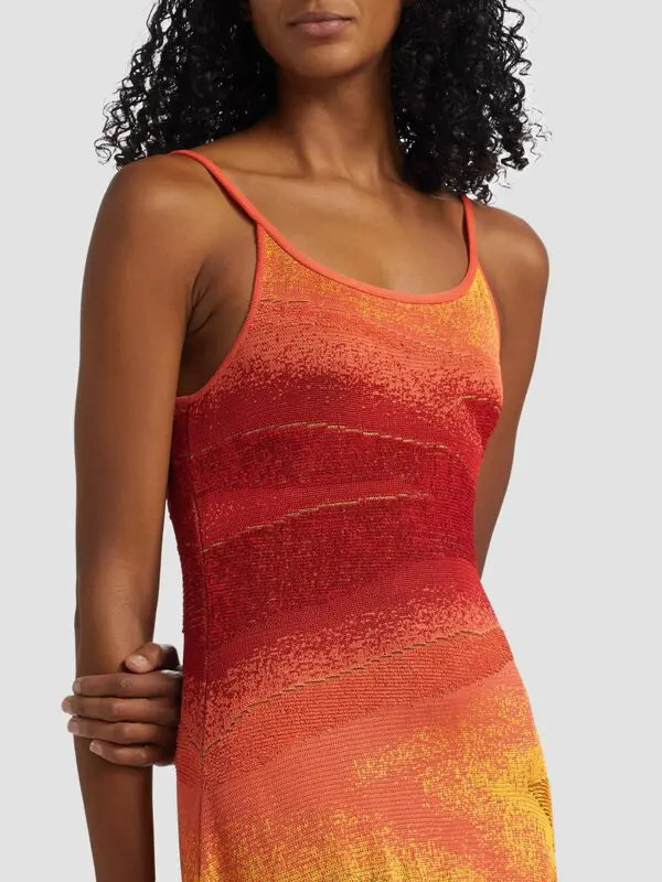 THE ELDER STATESMAN Abstract Fine-knit Sleeveless Midi-dress