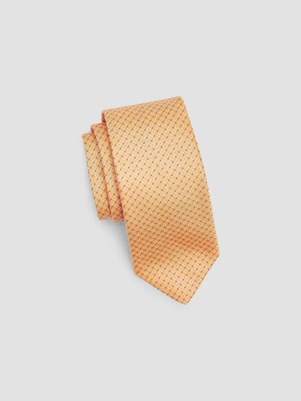 Canali Micro Quadratti Silk Tie - Orange
