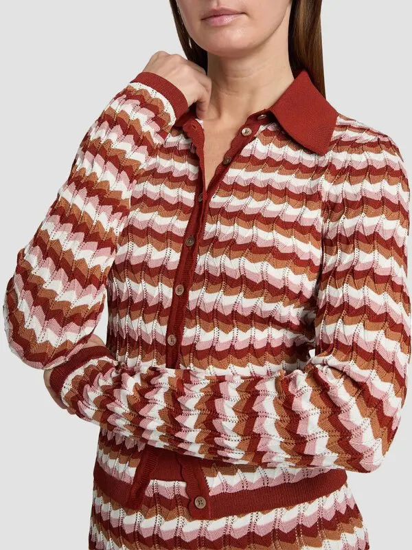 Ronny Kobo Gavin Striped Knit Cardigan