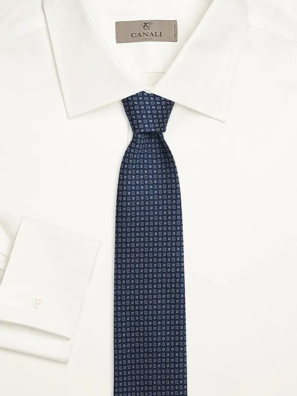 Canali Circles & Squares Micro-medallion Silk Tie
